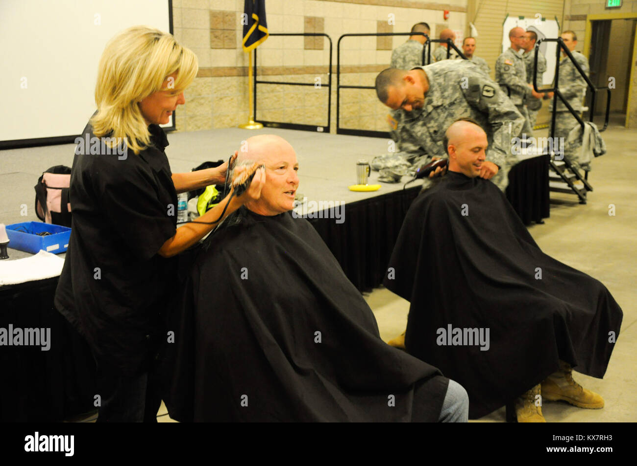 U.S. Army National Guard sponsored head shave for good causes Stock ...