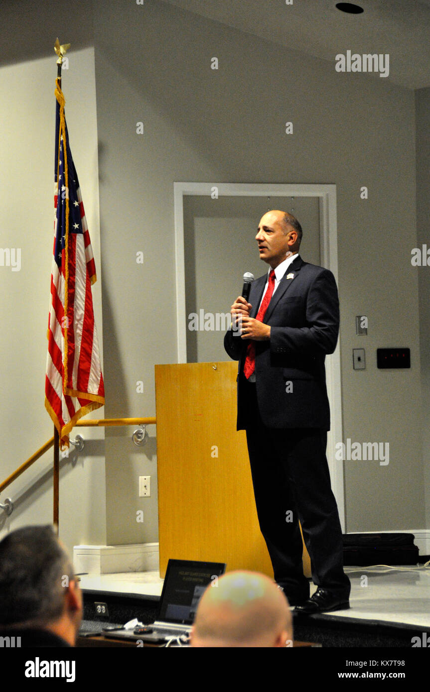 Members of emergency response agencies gather for the opening briefing ...