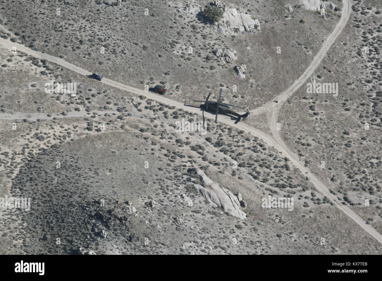 U.S. Army National Guard helicopter target in desert mountains Stock ...