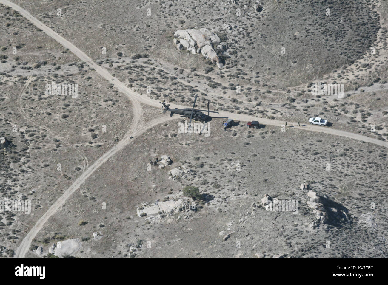 U.S. Army National Guard helicopter target in desert mountains Stock ...