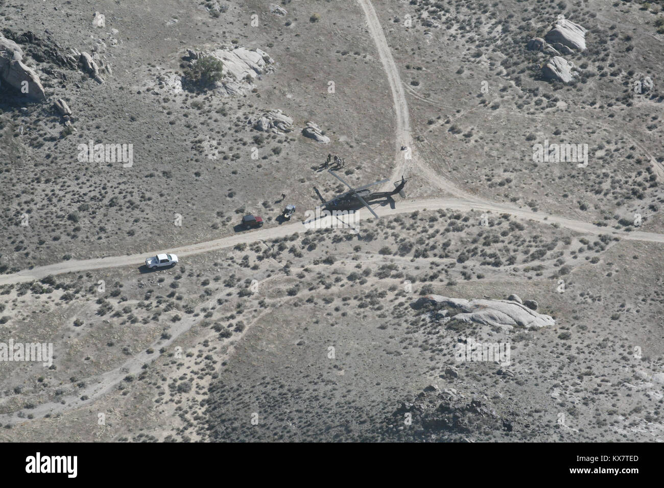 U.S. Army National Guard helicopter target in desert mountains Stock ...