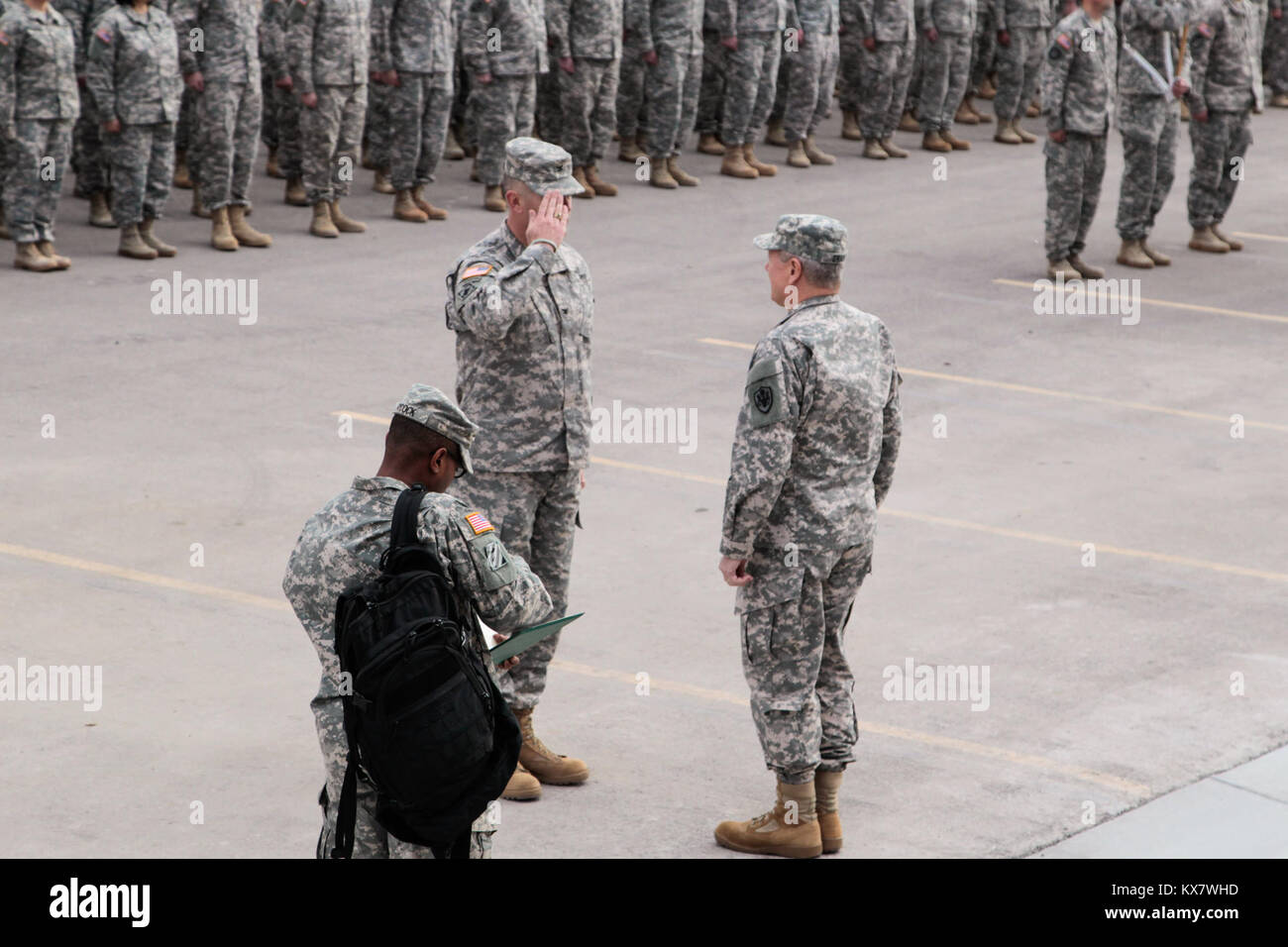 US Army National Guard change of command and promotion ceremony Stock ...