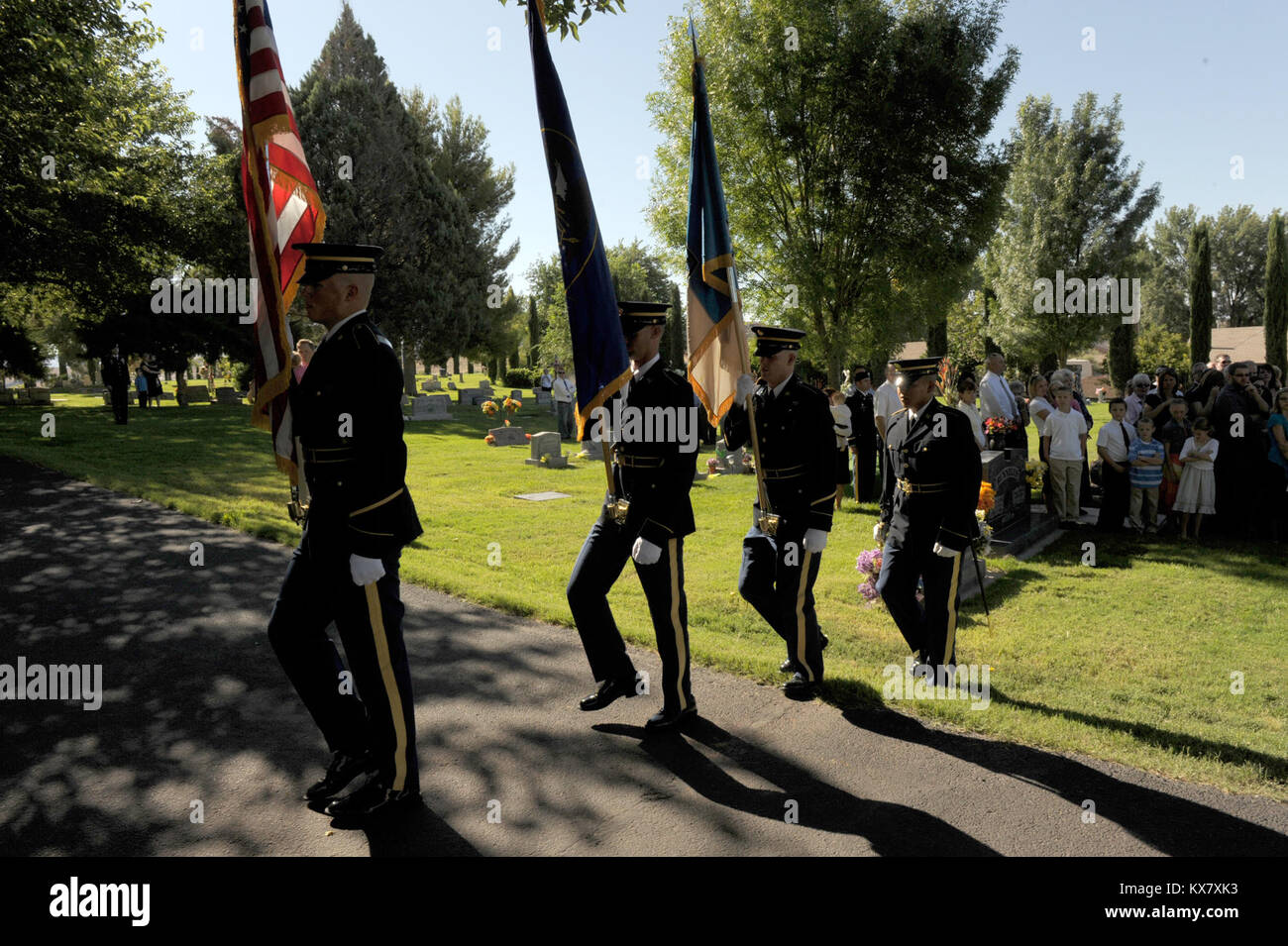 US Army National Guard honor fallen fellow soldier at military funeral ...