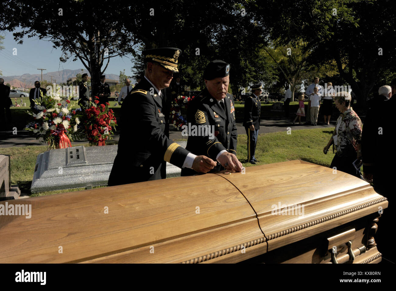US Army National Guard honor fallen comrade at military funeral Stock ...