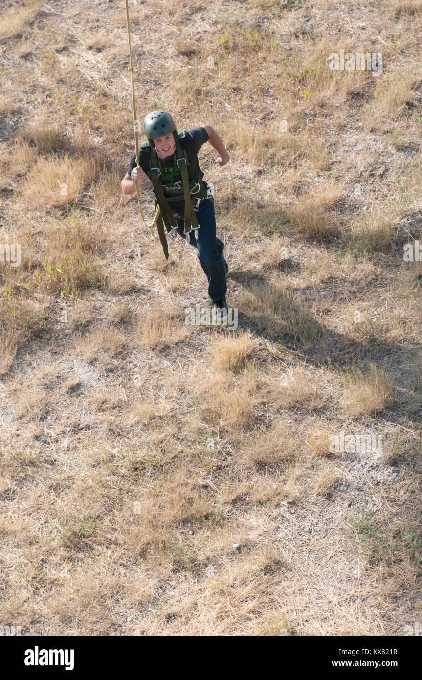 Freedom Academy delegates jump from a special forces jump tower on Camp ...