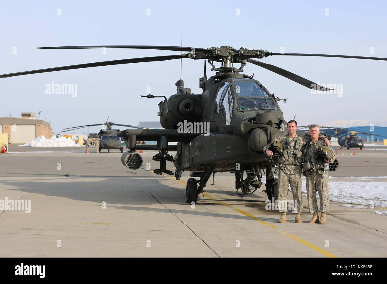 US Army National Guard veteran AH-64 Apache helicopter pilot flying and ...