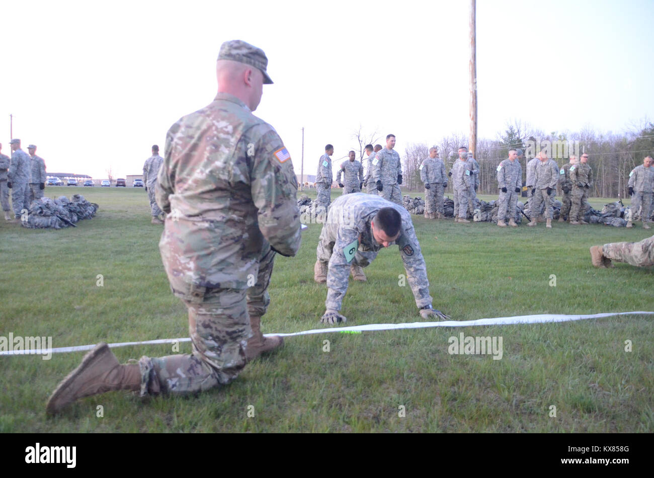 US Army National Guard military training in the field. Practicing ...