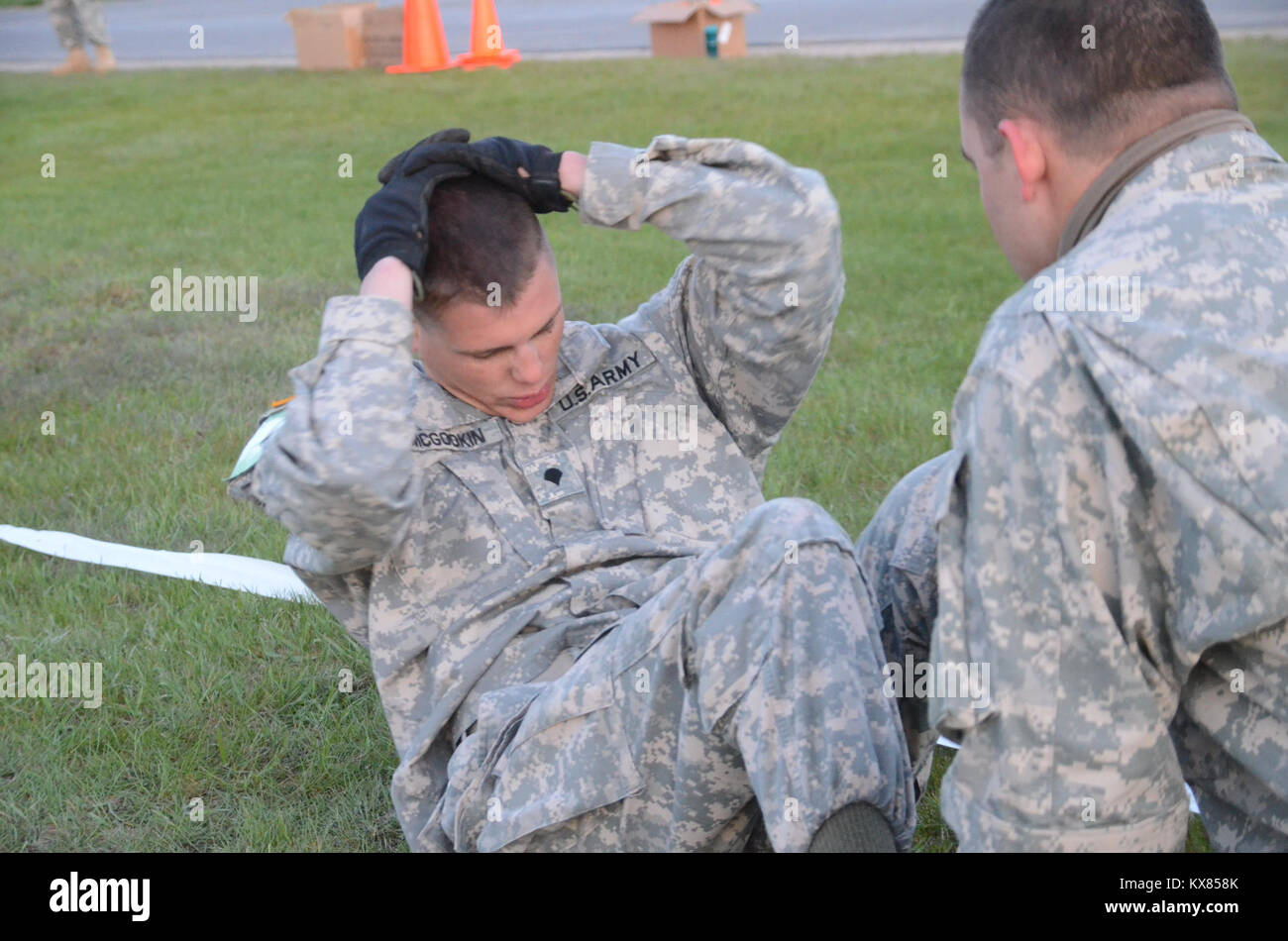US Army National Guard military training in the field. Practicing ...