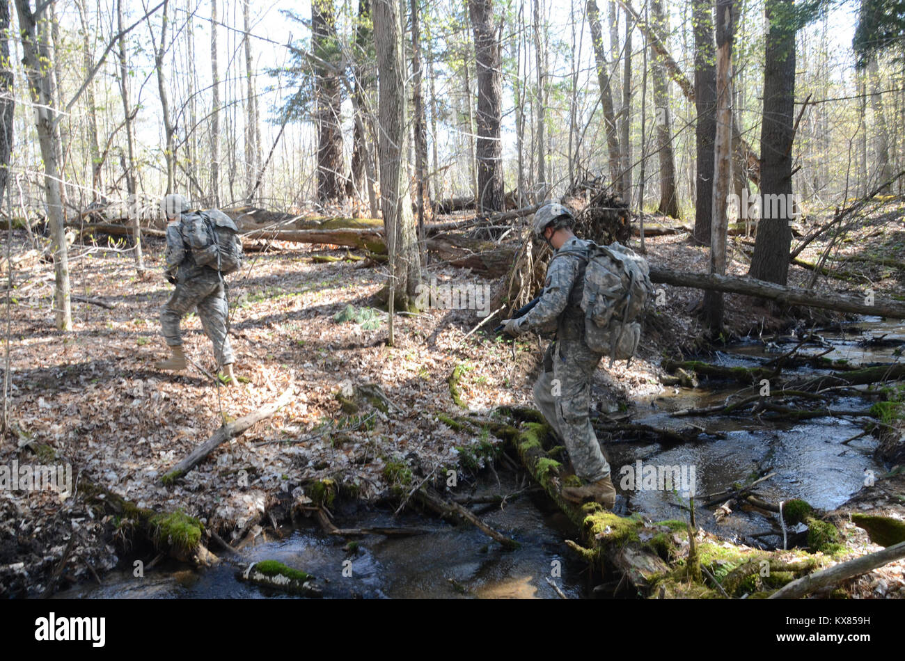 US Army National Guard military training in the field. Practicing ...