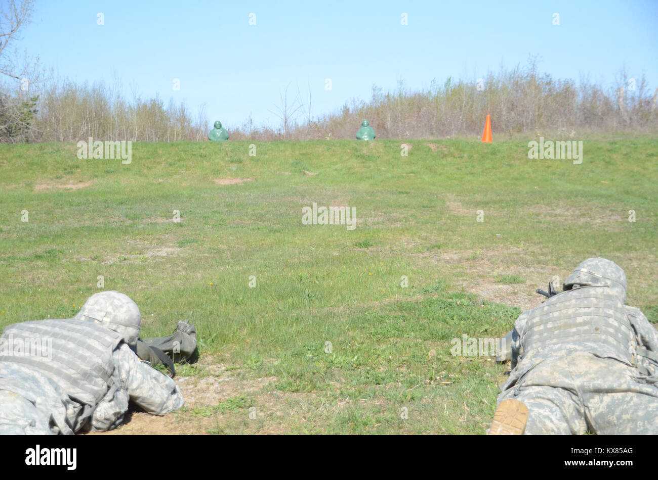 US Army National Guard military training in the field. Practicing ...