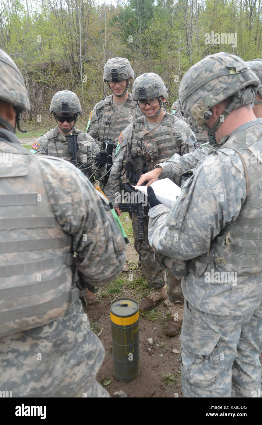 US Army National Guard military training in the field. Practicing ...