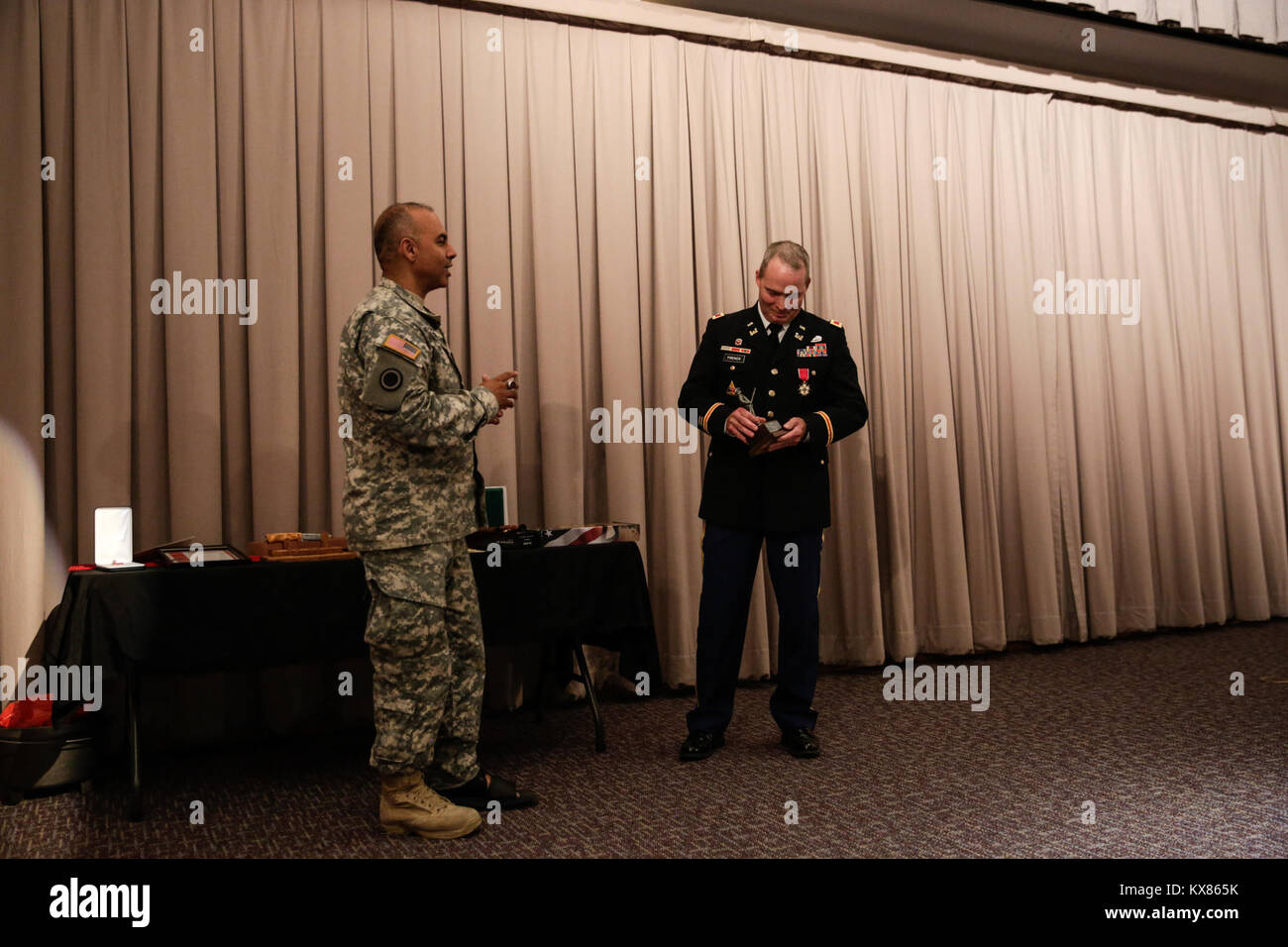 US military National Guard awards and promotion presentation ceremony ...