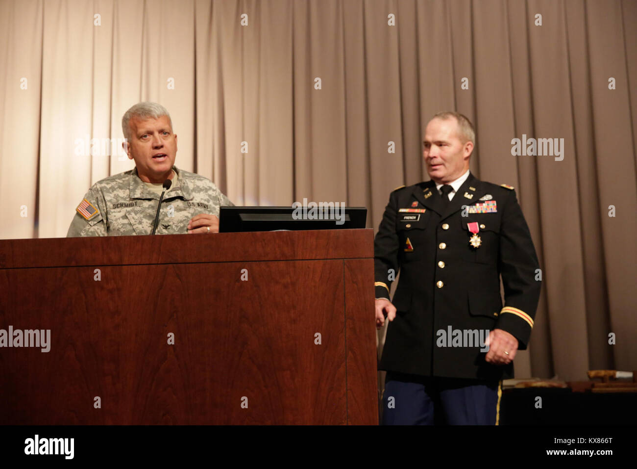 US military National Guard awards and promotion presentation ceremony ...