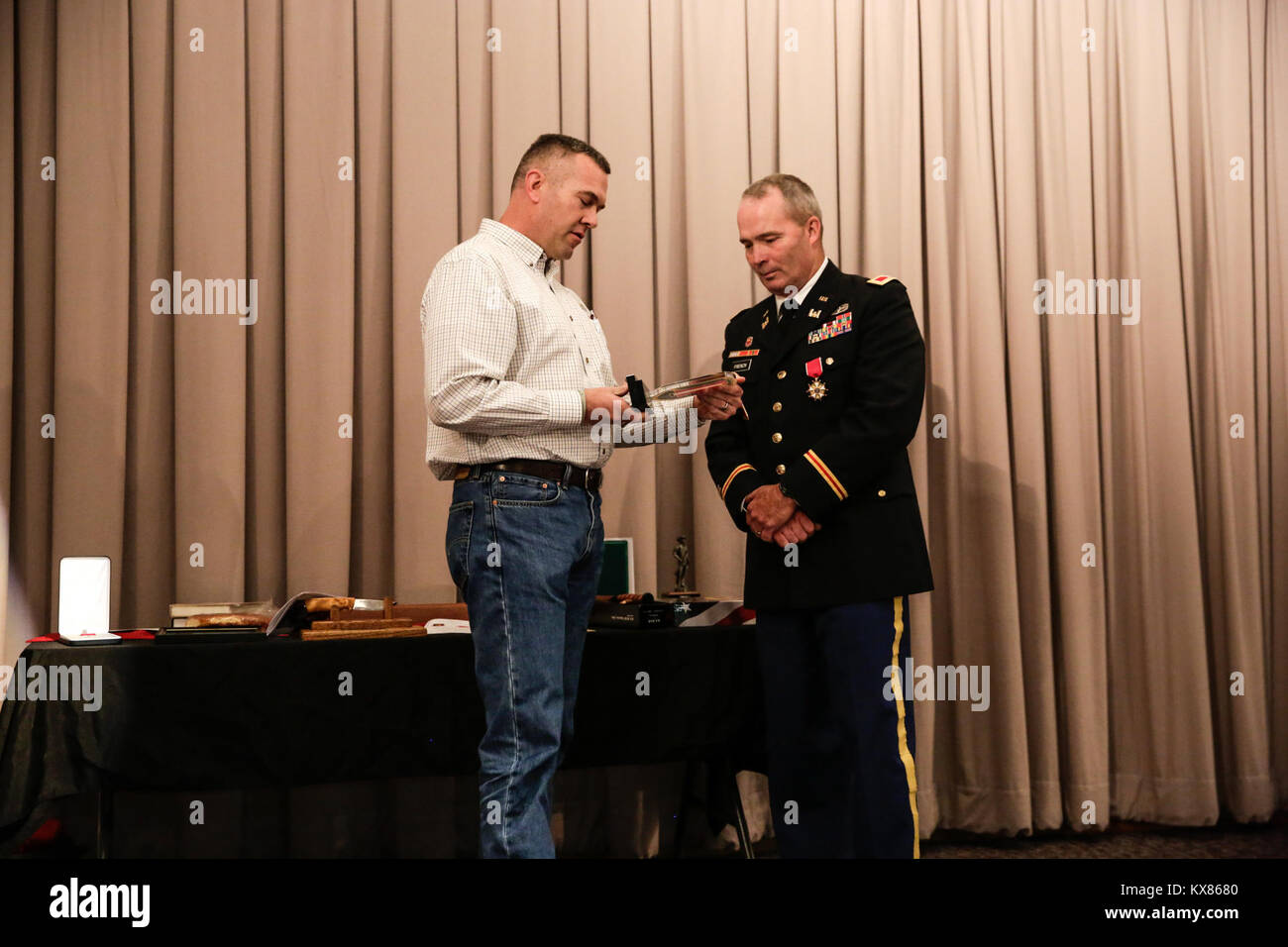 US military National Guard awards and promotion presentation ceremony ...