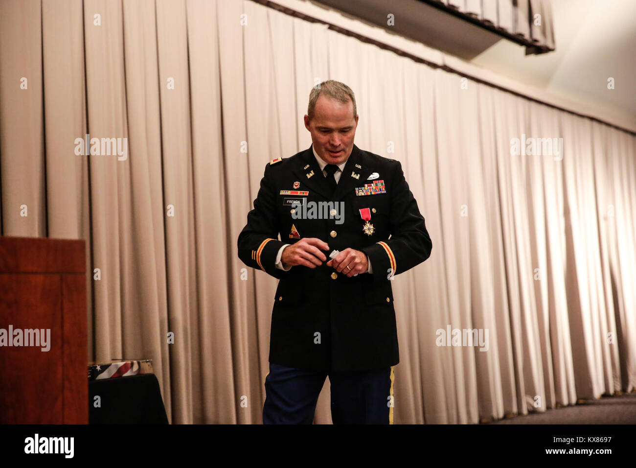 US military National Guard awards and promotion presentation ceremony ...