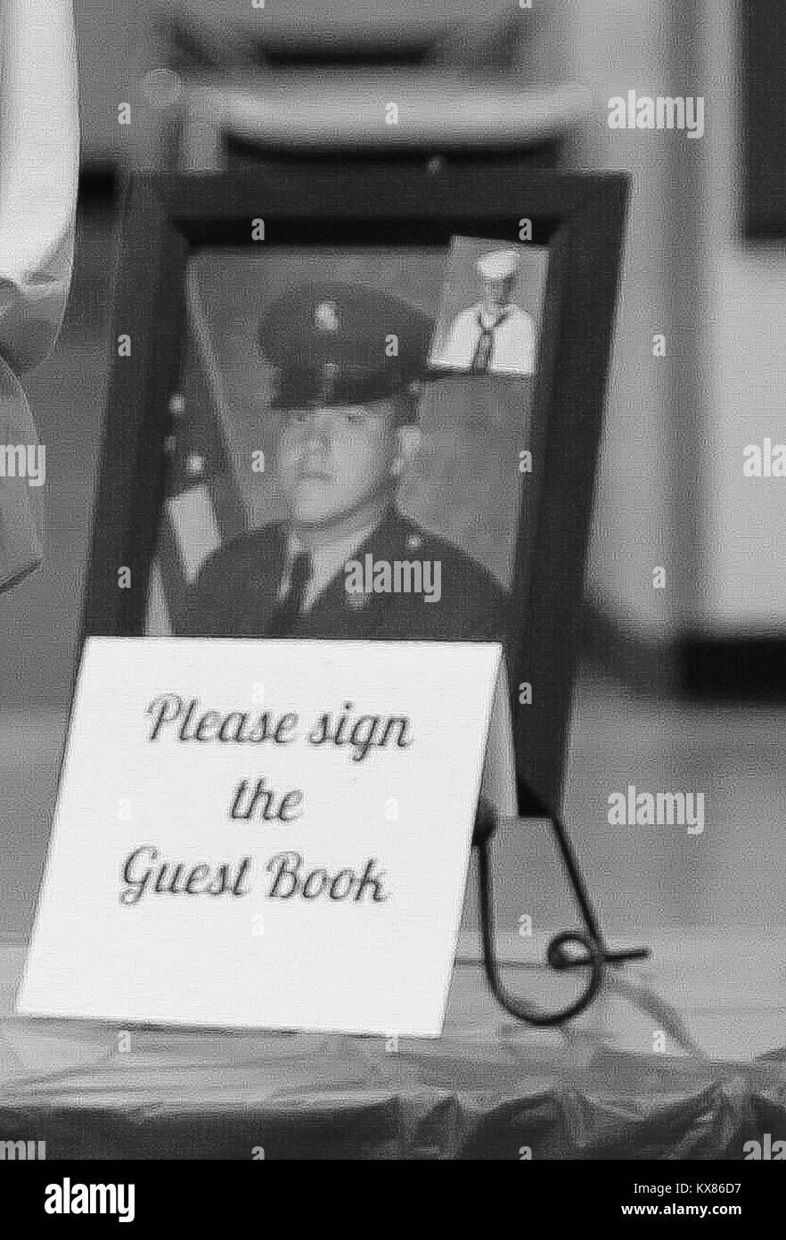 US military remembrance to fallen soldier, please sign the guest book ...