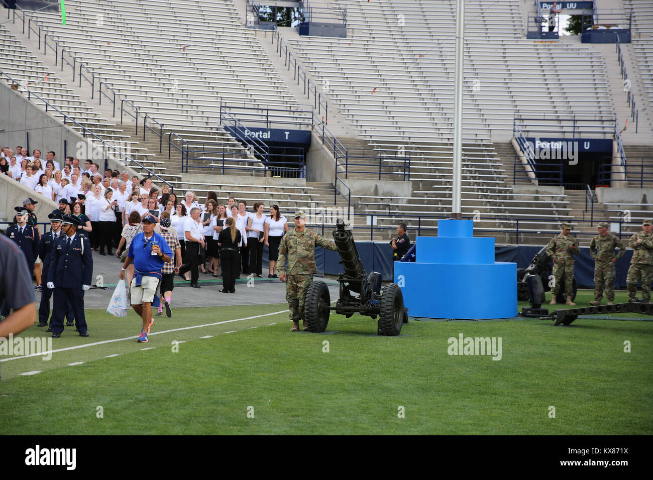 US Army National Guard perform ceremonial duties at sports event at the ...