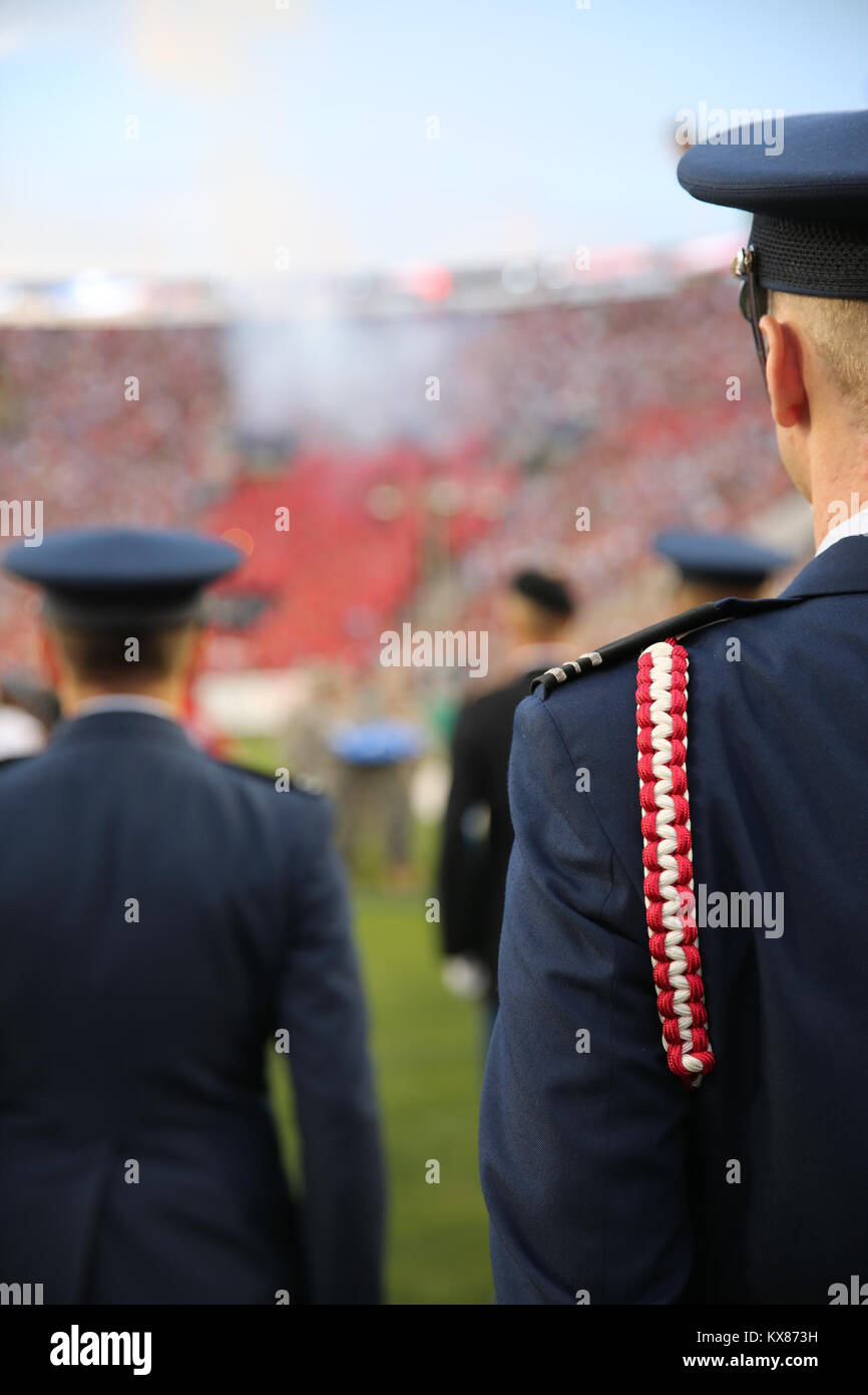 US Army National Guard perform ceremonial duties at sports event at the ...