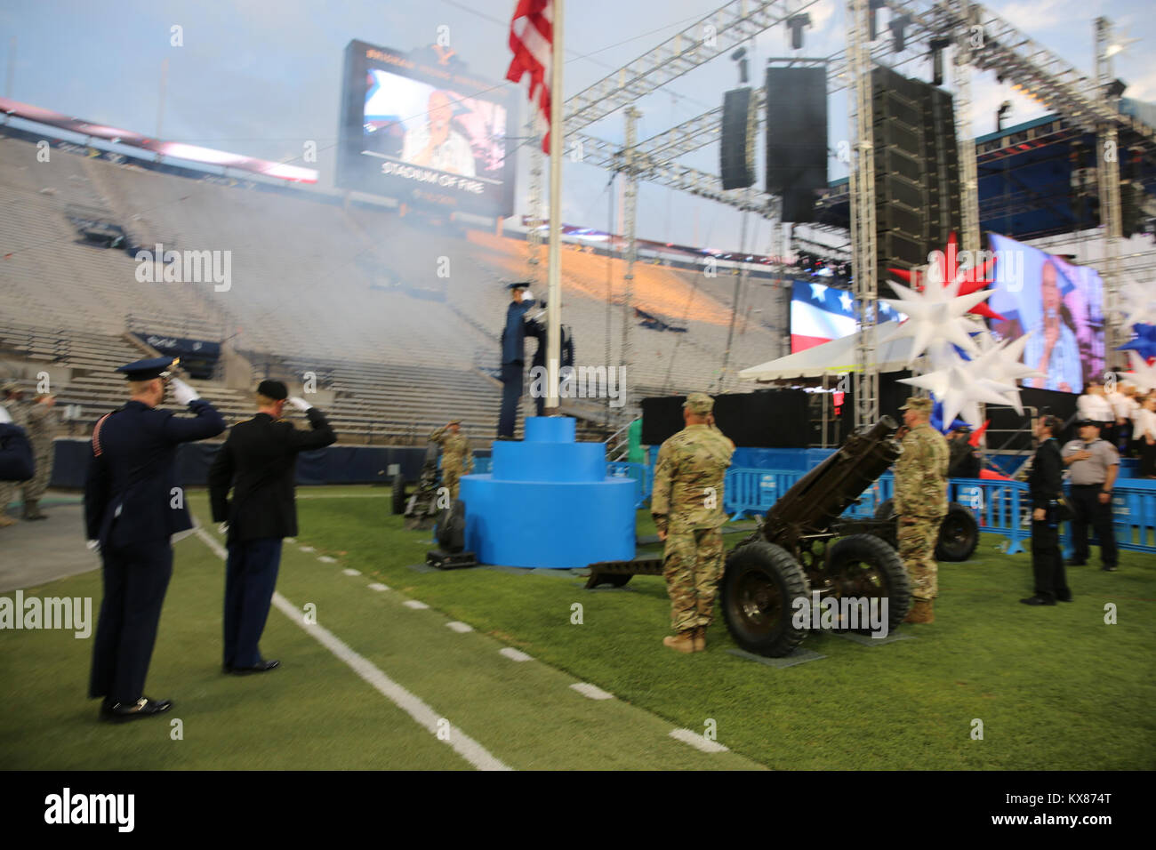 US Army National Guard perform ceremonial duties at sports event at the ...
