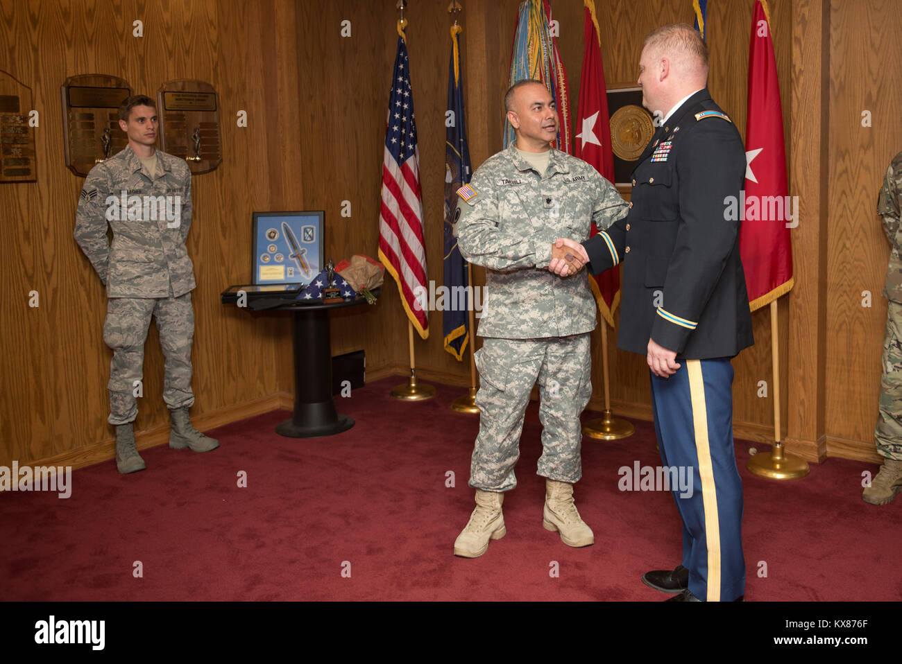 US military National Guard awards and promotion presentation ceremony ...
