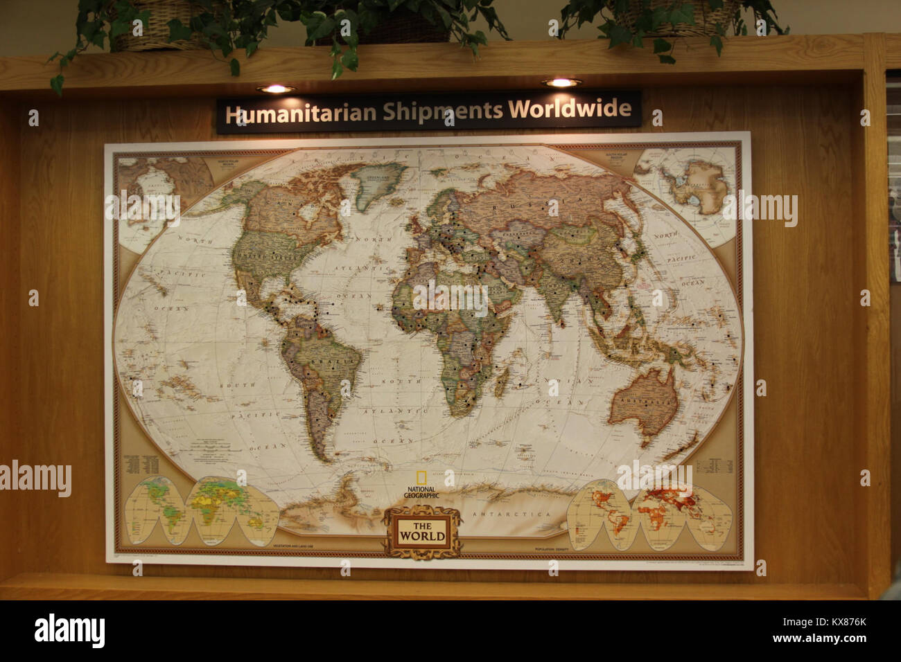 Historic world map of humanitarian shipments worldwide Stock Photo - Alamy