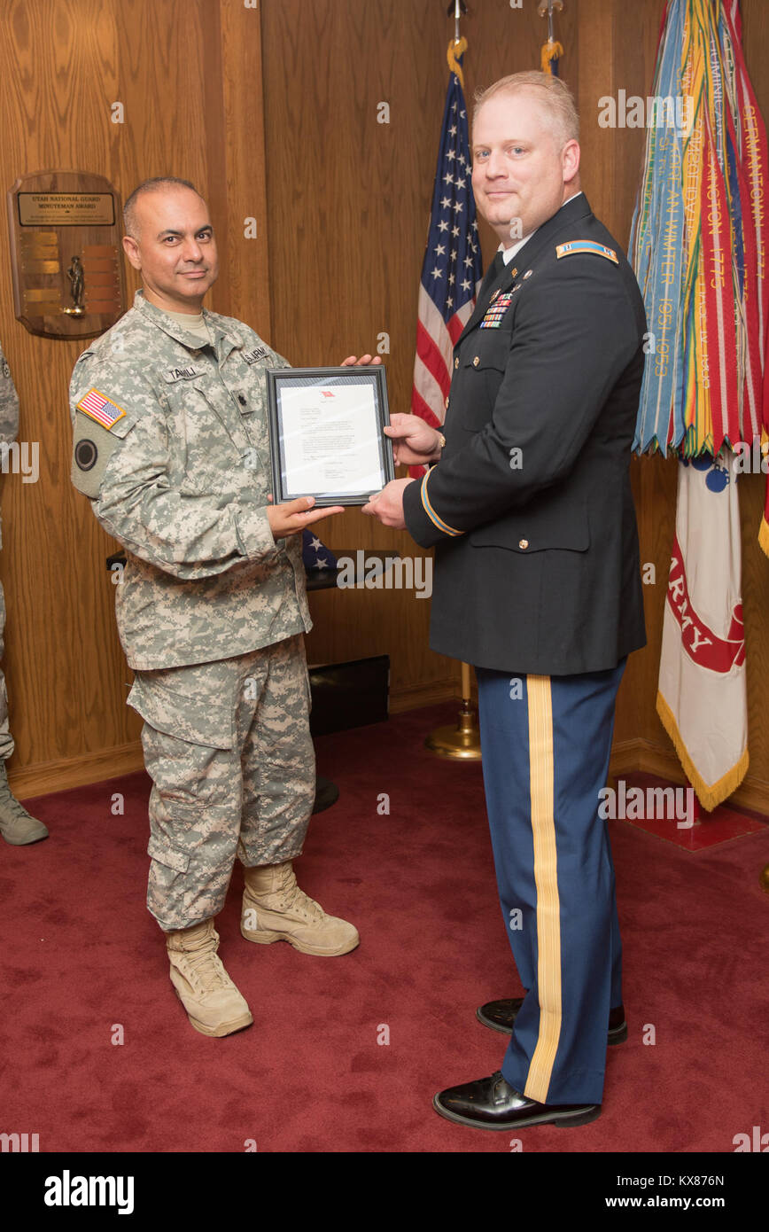 US military National Guard awards and promotion presentation ceremony ...