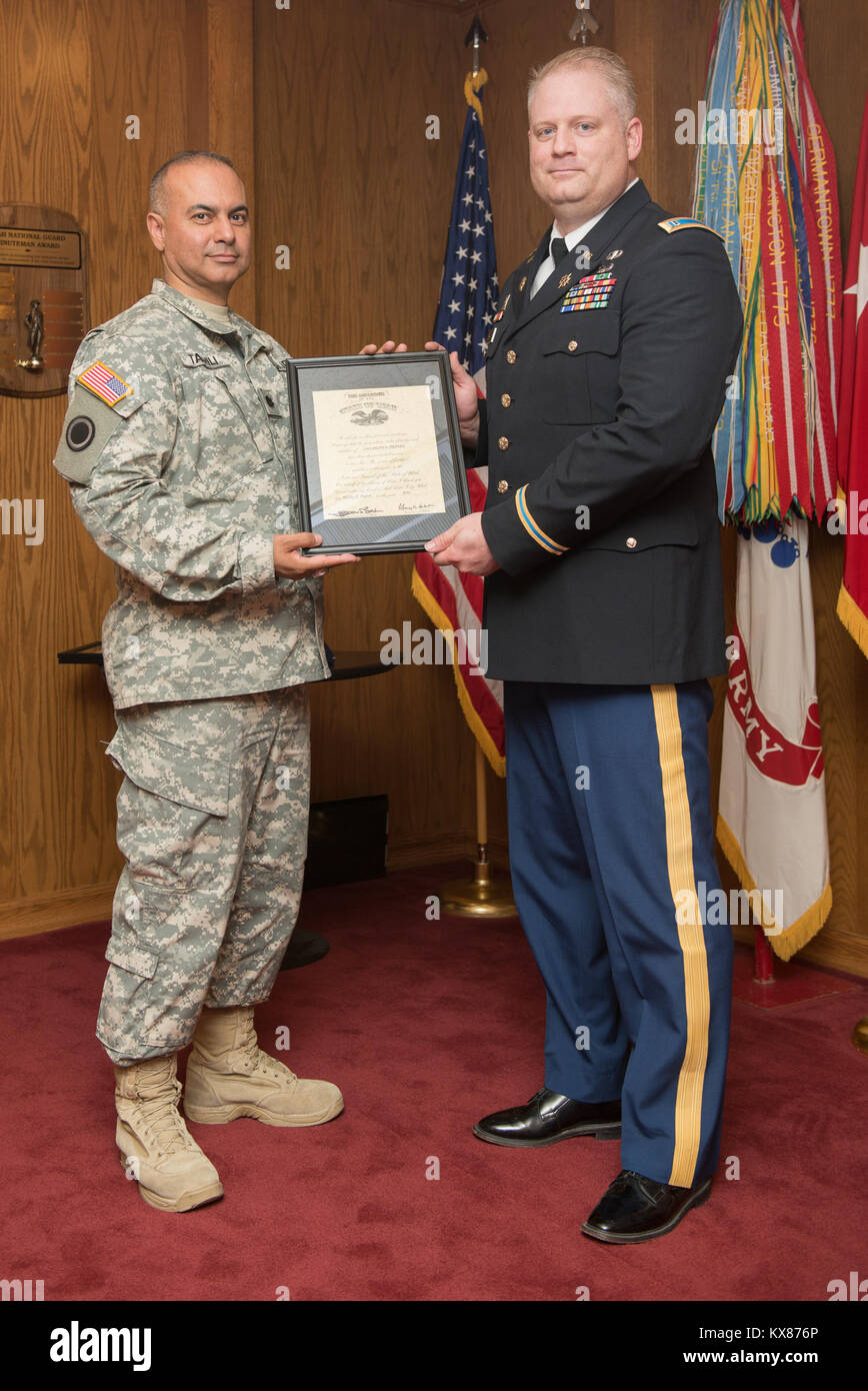 US military National Guard awards and promotion presentation ceremony ...