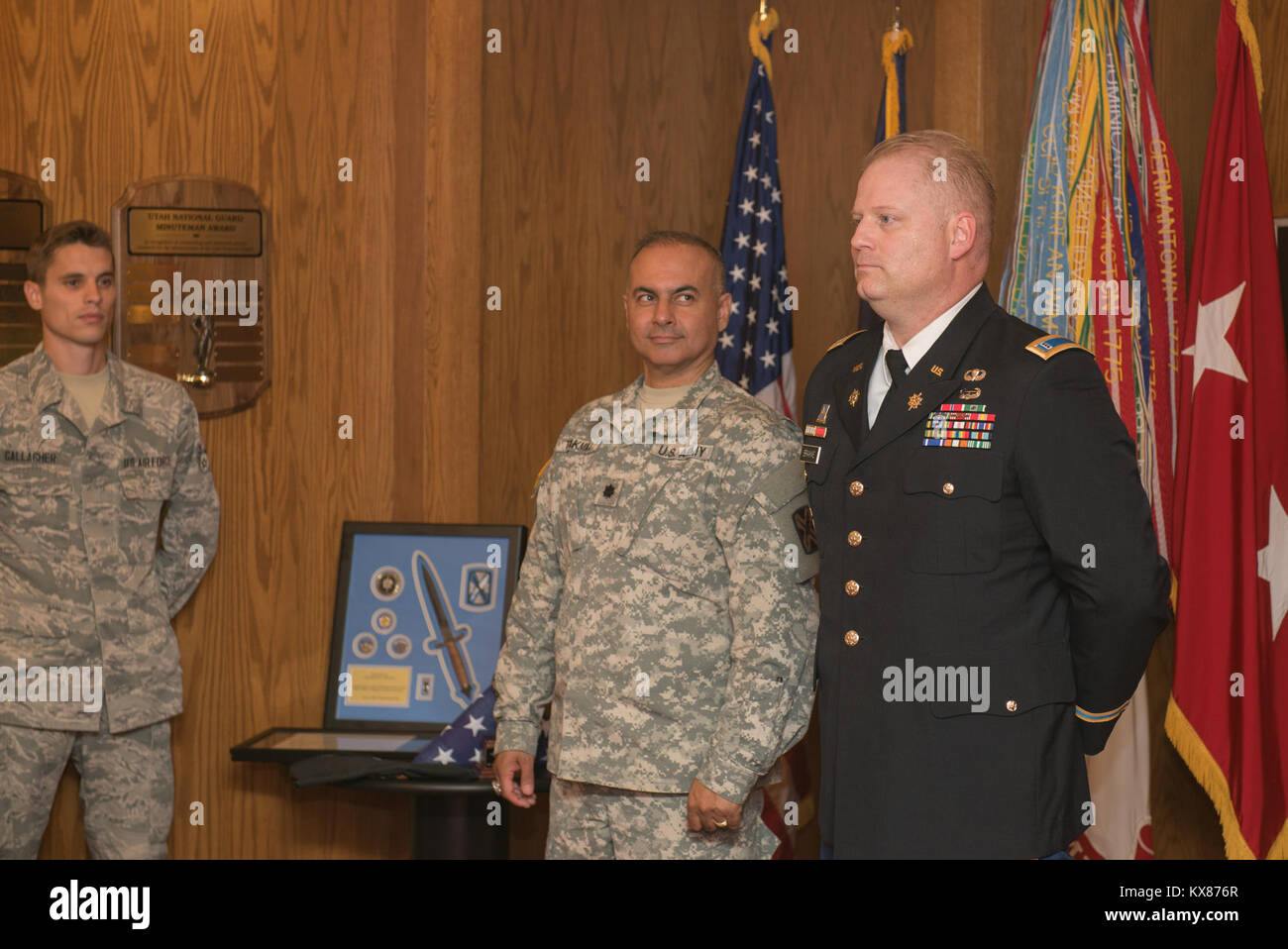 US military National Guard awards and promotion presentation ceremony ...