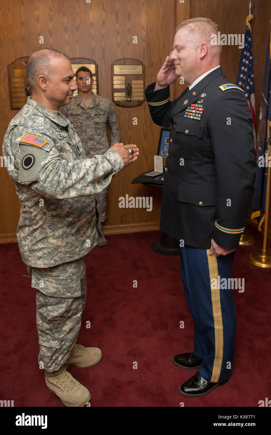 US military National Guard awards and promotion presentation ceremony ...