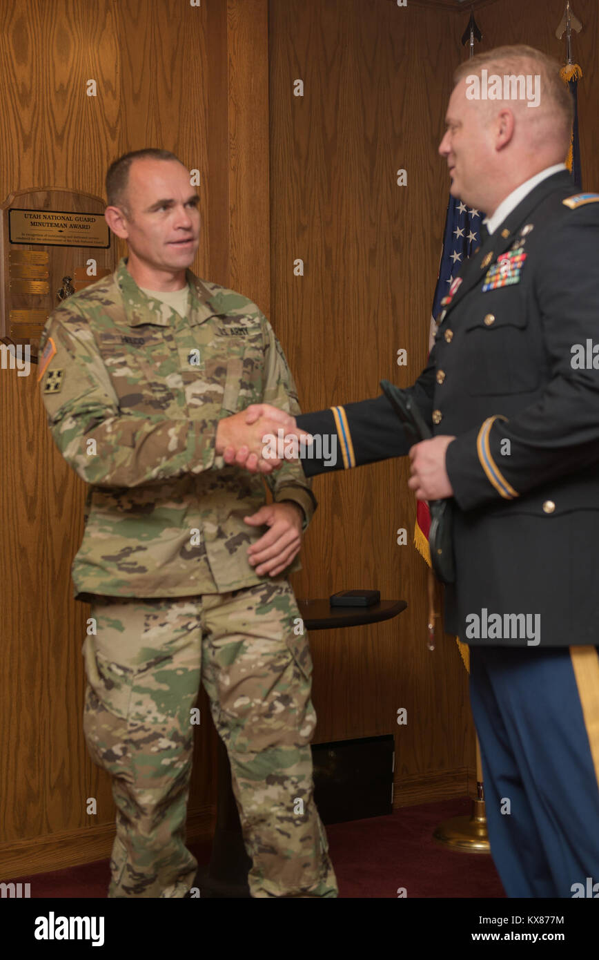 US military National Guard awards and promotion presentation ceremony ...