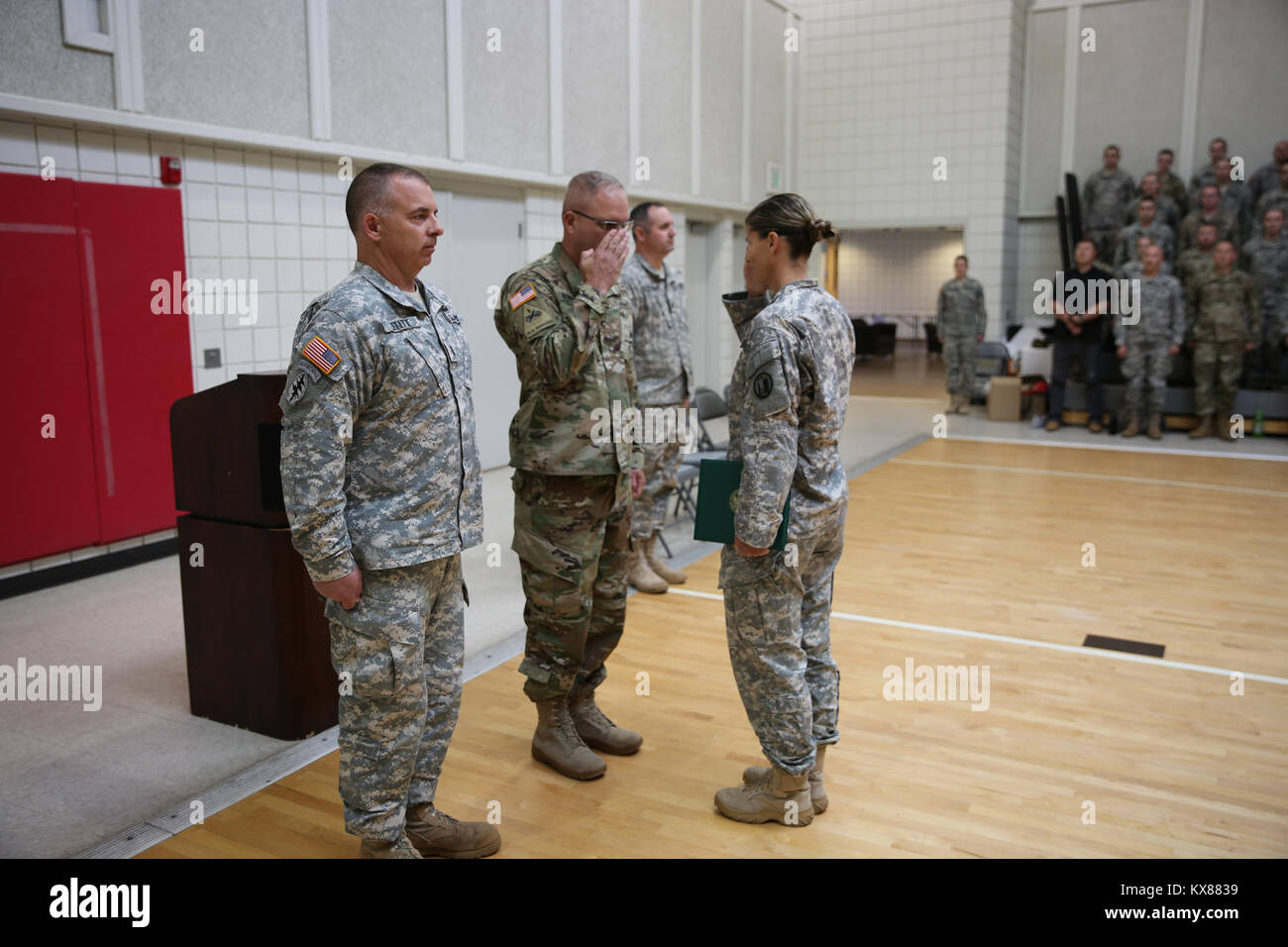 US Army National Guard awards and promotion presentation ceremony Stock ...