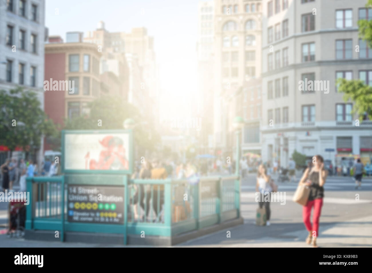 Busy groups of people men and women walking in Union Square Park near ...