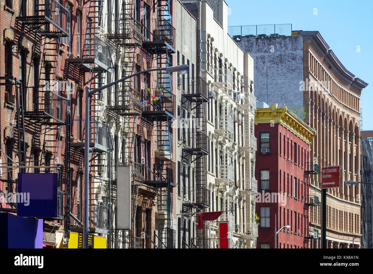 New York City style apartment buildings along Mott Street in the ...