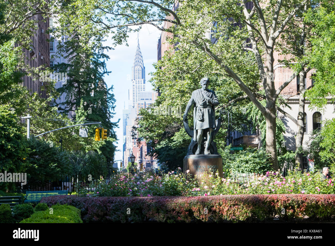 Historic Gramercy Park landscape scene in Manhattan, New York City with ...