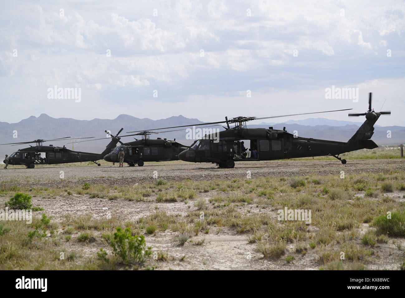US Army National Guard training with Black Hawk helicopter Stock Photo ...
