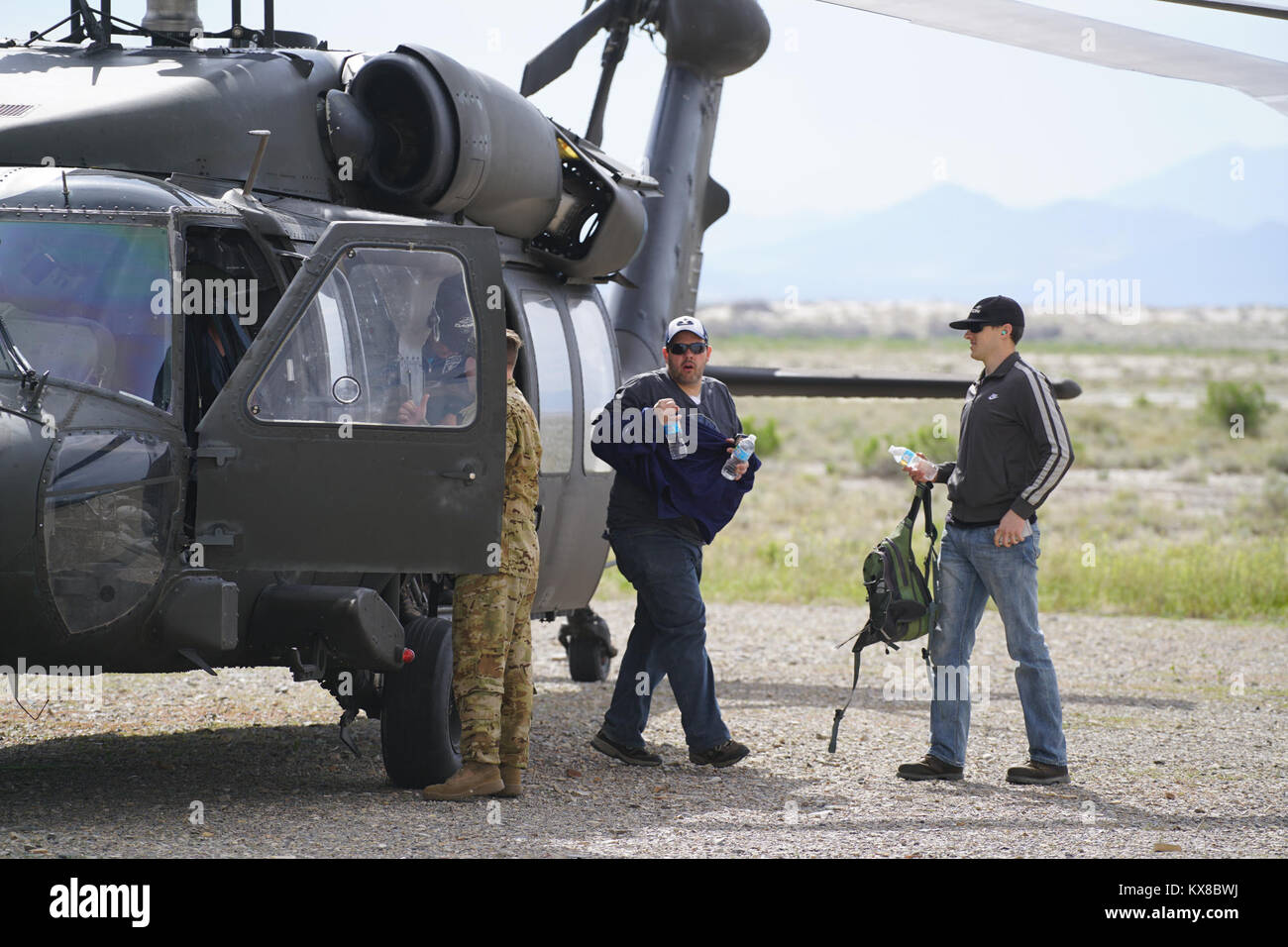 US Army National Guard training with Black Hawk helicopter Stock Photo ...