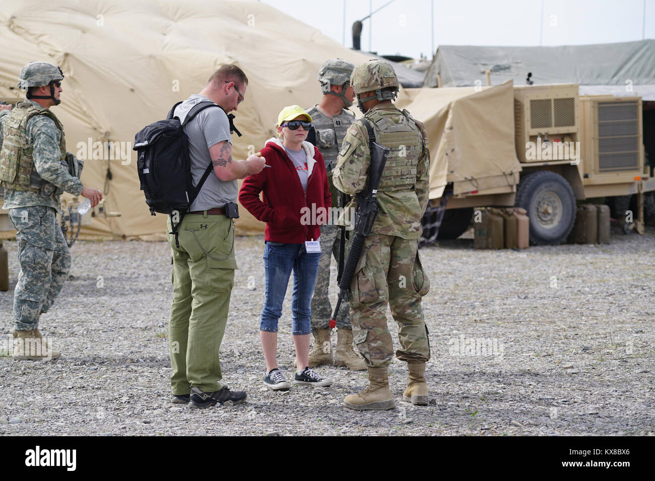US Army National Guard military training with armored vehicle self ...