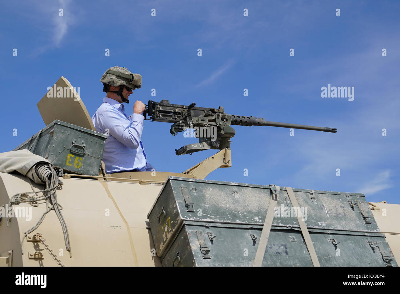 US Army National Guard military training with armored vehicle self ...