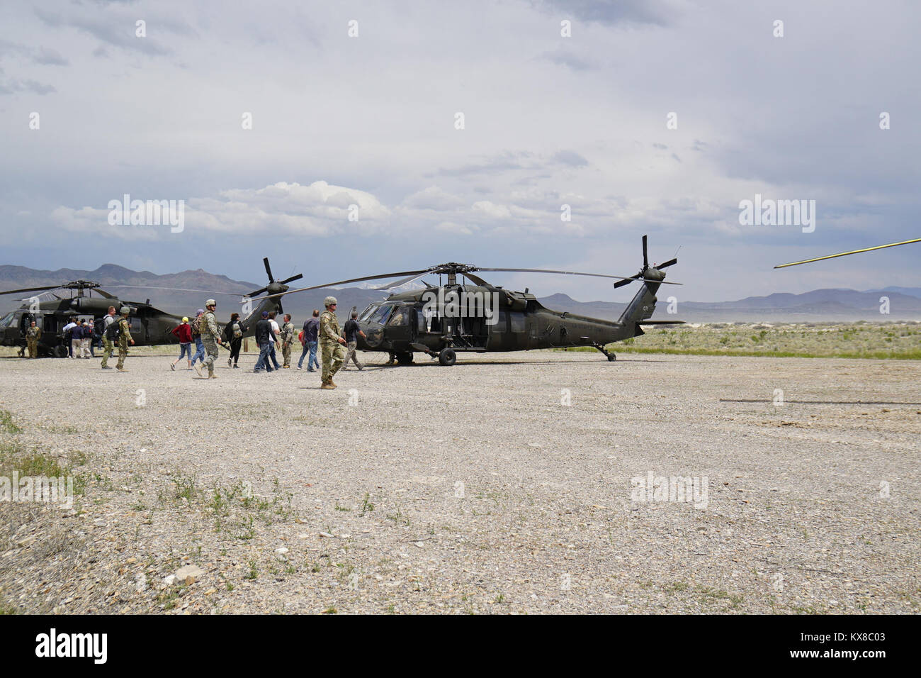 US Army National Guard military training with Black Hawk helicopter ...