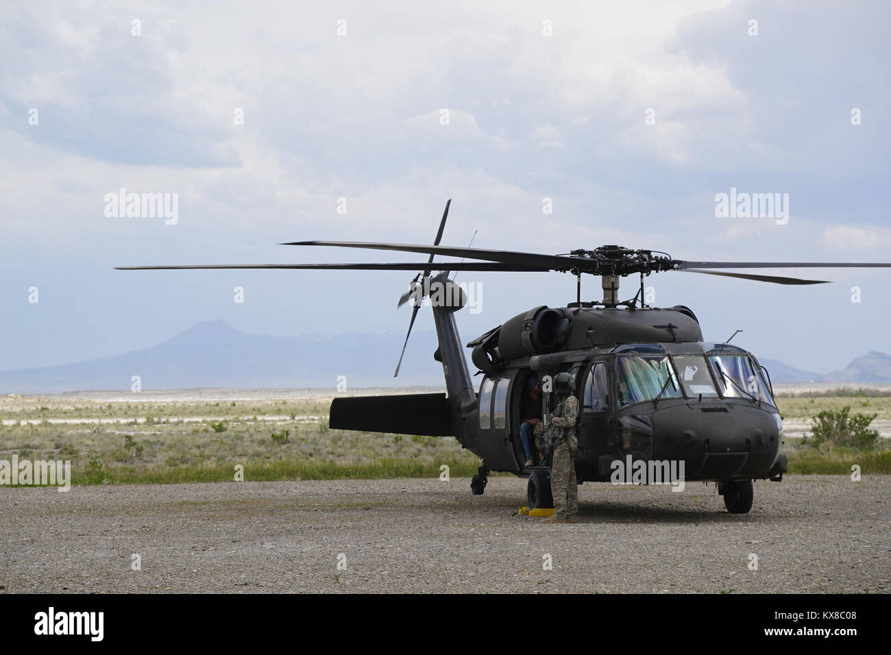 US Army National Guard military training with Black Hawk helicopter ...