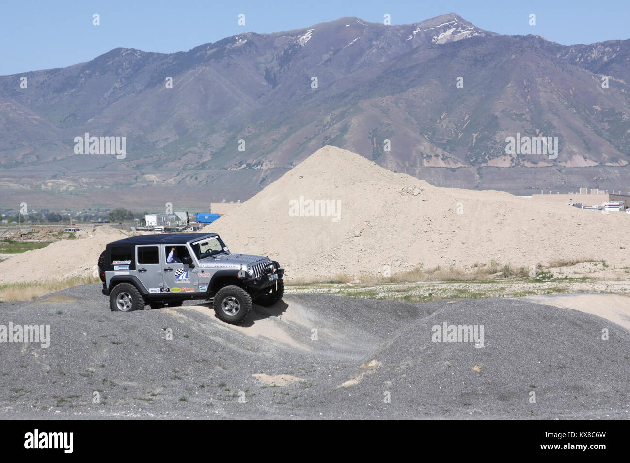 US Army National Guard off road driving in civilian Jeep Stock Photo ...