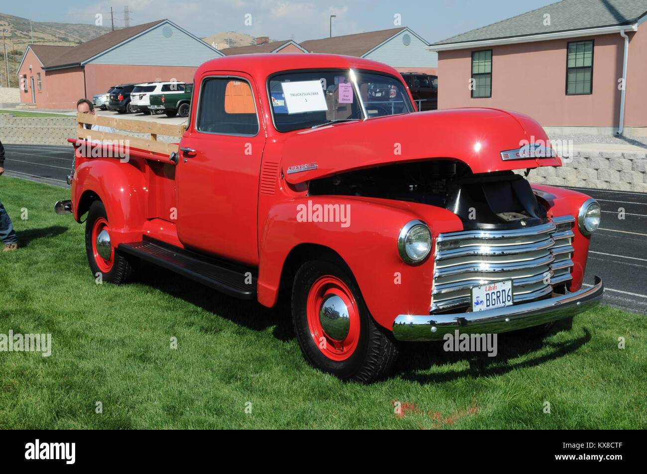 US Army National Guard meet with vintage muscle car enthusiasts Stock ...
