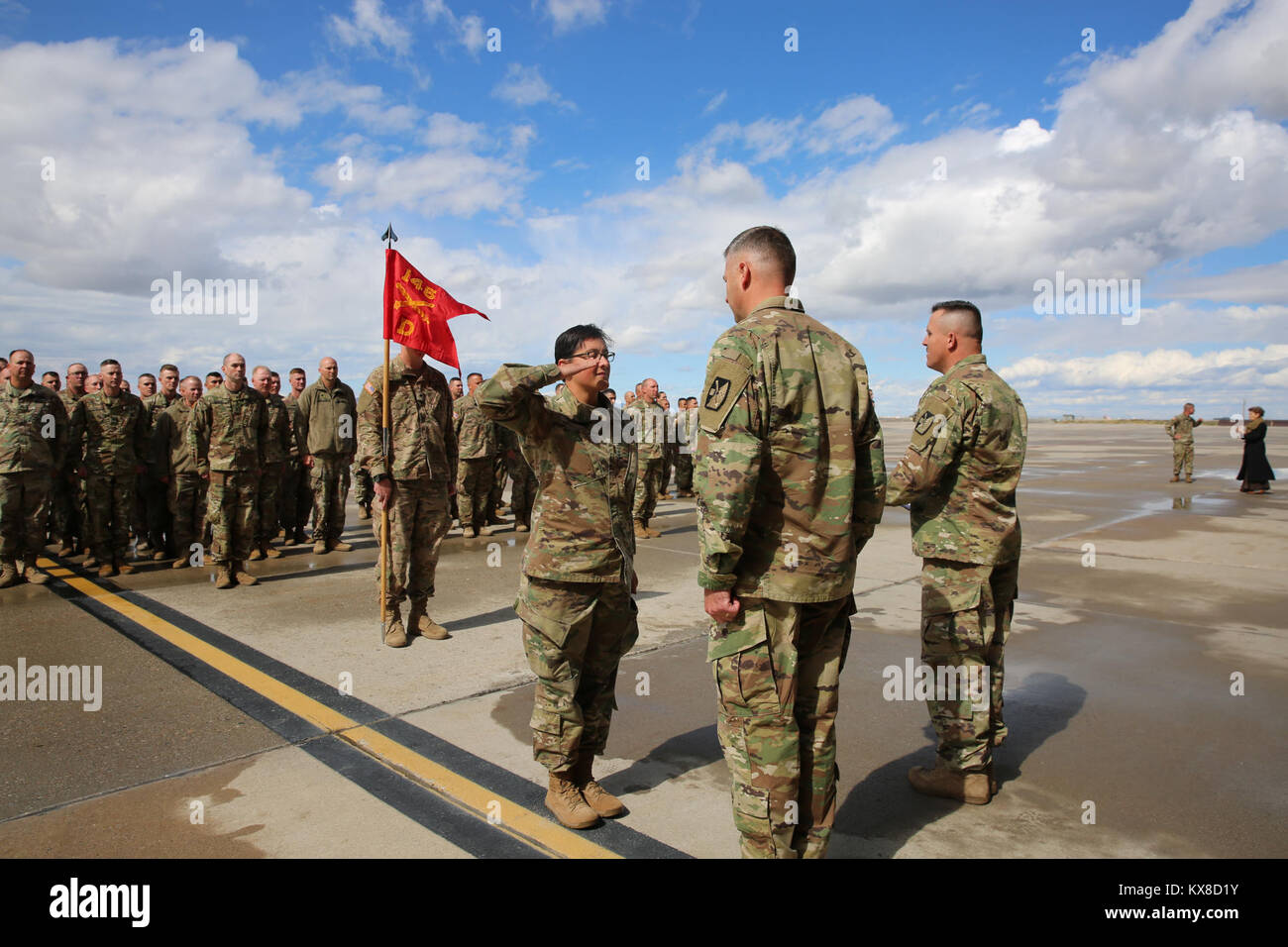 US Army National Guard farewell to family and friends before leaving ...