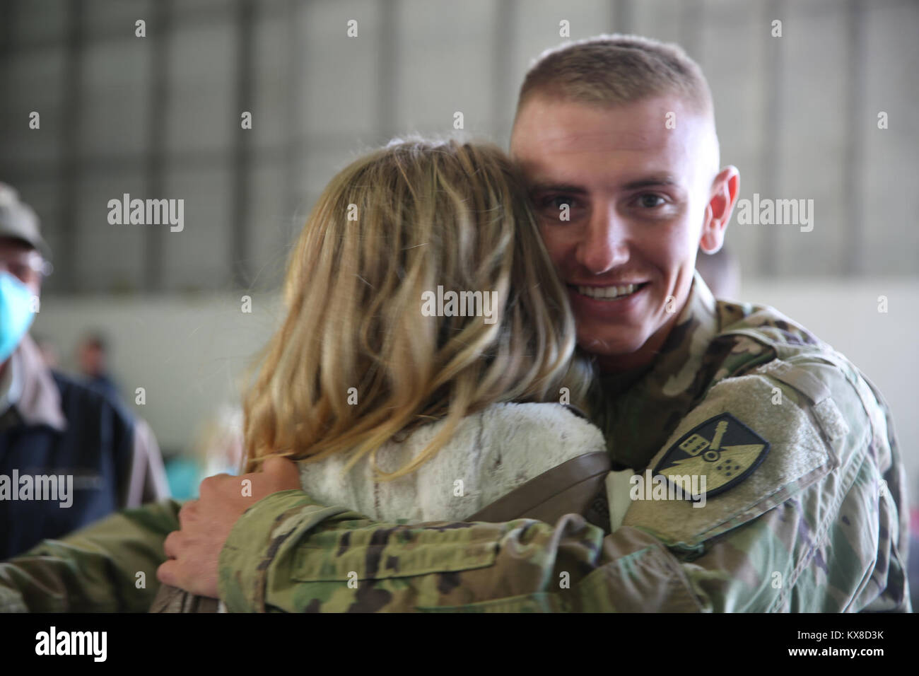 US Army National Guard farewell to family and friends before leaving ...