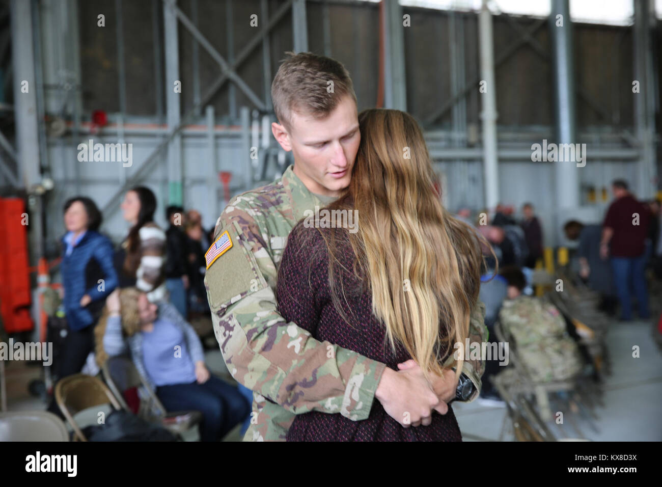 US Army National Guard farewell to family and friends before leaving ...