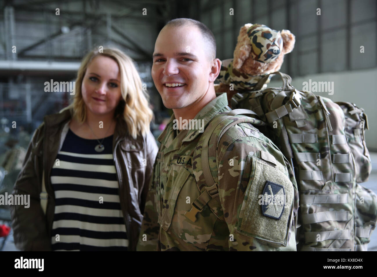 US Army National Guard farewell to family and friends before leaving ...