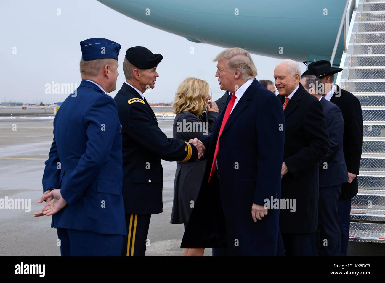 U.S. president Donald J. Trump meets military and dignitaries with Air ...