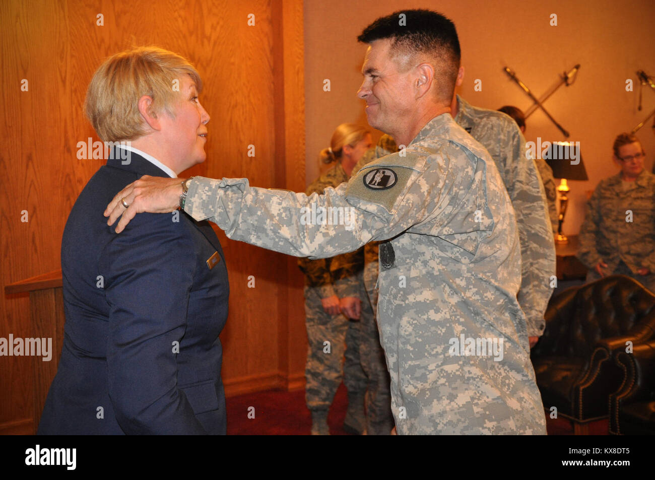 US Army National Guard female soldier promotion ceremony Stock Photo ...