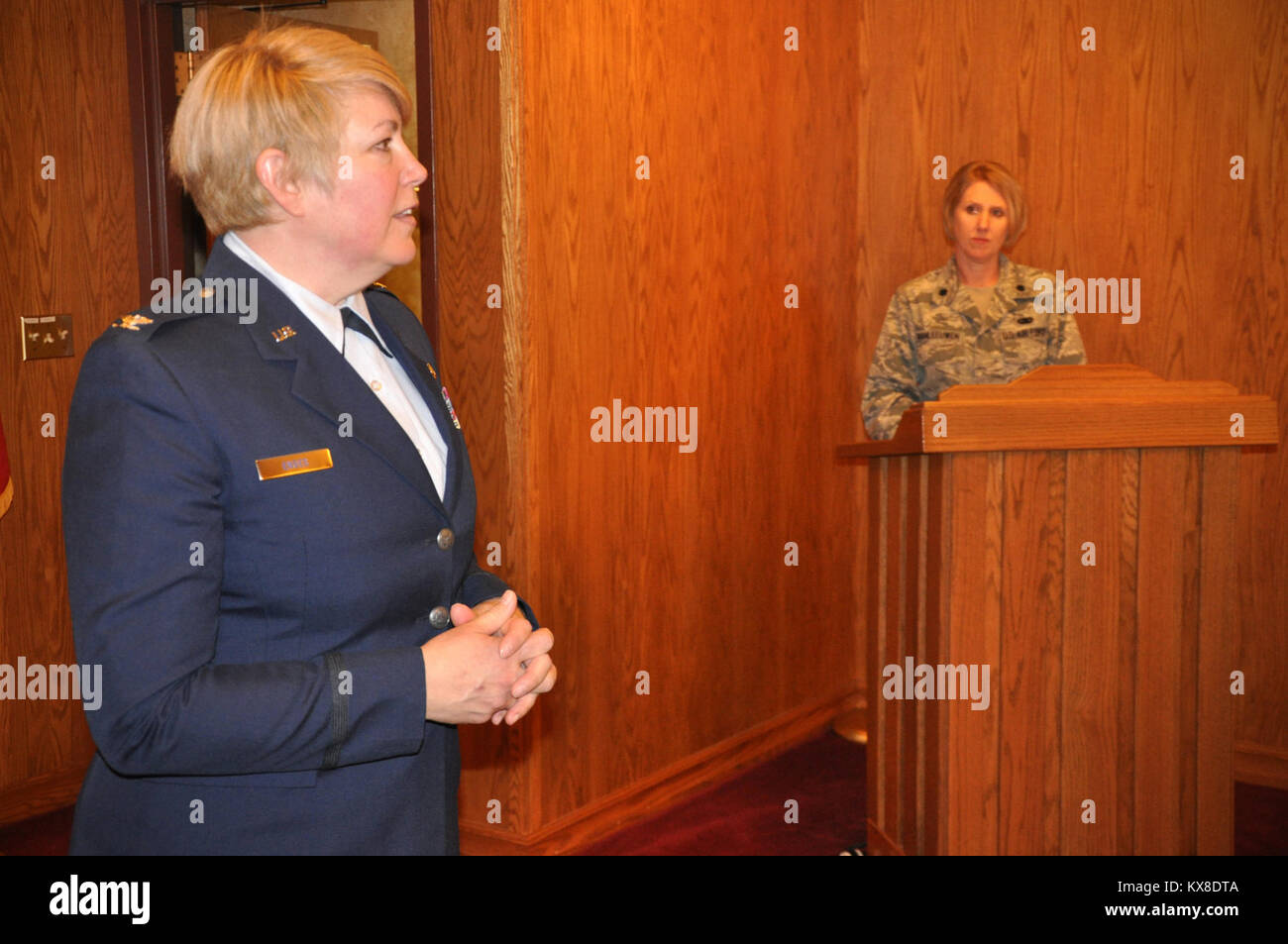 US Army National Guard female soldier promotion ceremony Stock Photo ...