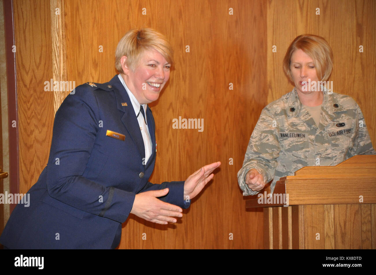 US Army National Guard female soldier promotion ceremony Stock Photo ...